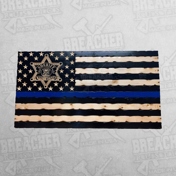 Thin Blue Line Wooden Flag | Customize It With Logo & Names – Breacher ...