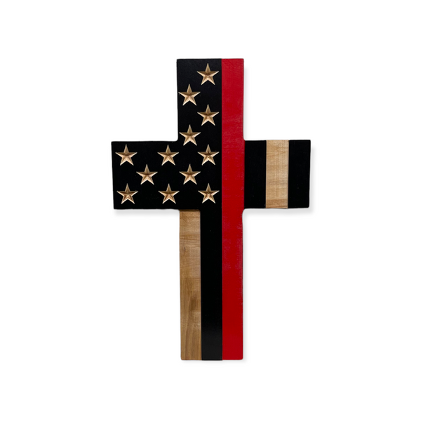 Thin Red Line Wooden Cross (Choose Other Color) – Breacher Rustics ...